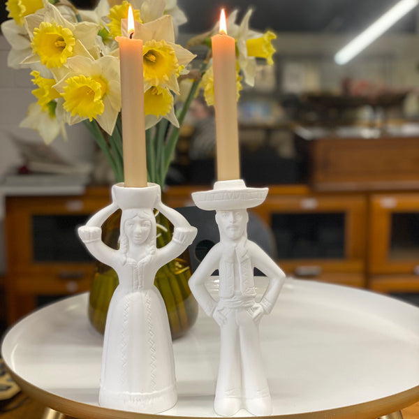 Porcelain Aztec Taper Candle Holders – Queen B